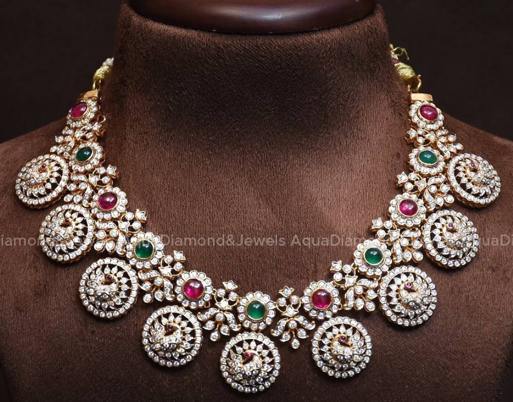 Closed setting diamond necklace - Indian Jewellery Designs