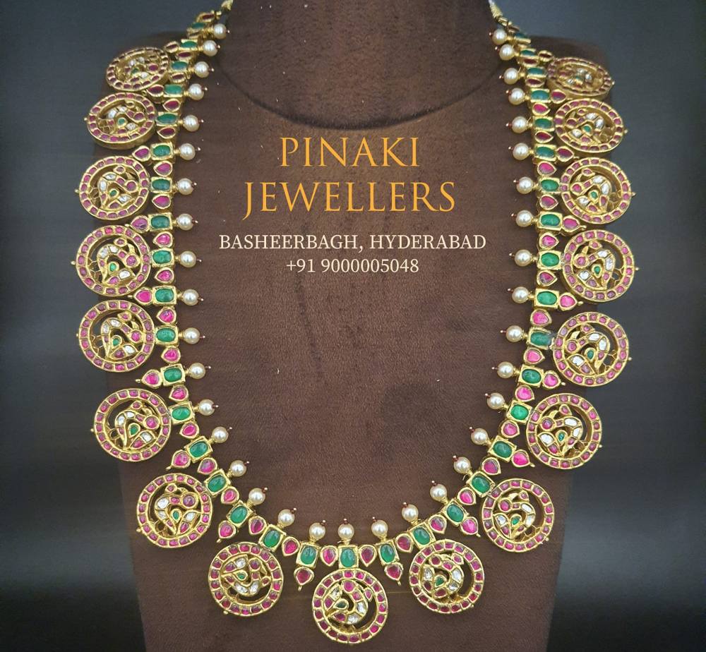 Peacock kundan bottu haram - Indian Jewellery Designs
