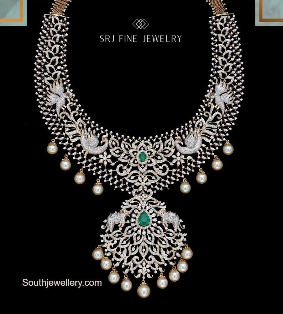 Peacock diamond necklace - Indian Jewellery Designs