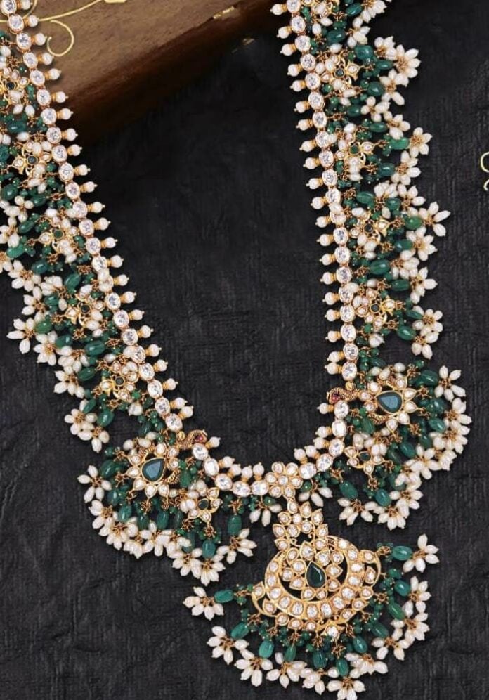 Uncut diamond long guttapusalu haram - Indian Jewellery Designs