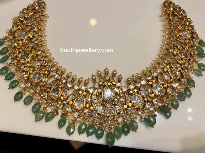 Polki diamond necklace - Indian Jewellery Designs