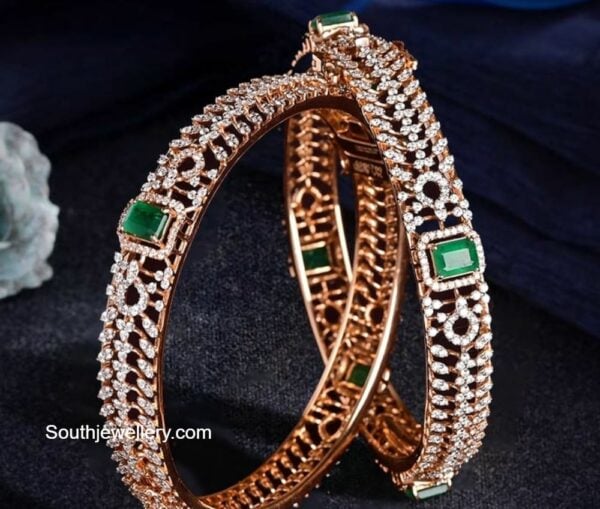 Diamond and emerald bangles - Indian Jewellery Designs
