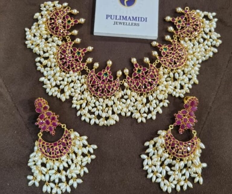 Ruby guttapusalu necklace set - Indian Jewellery Designs