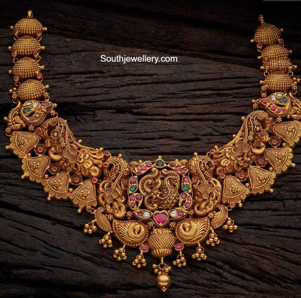 Antique gold peacock nakshi necklace - Indian Jewellery Designs