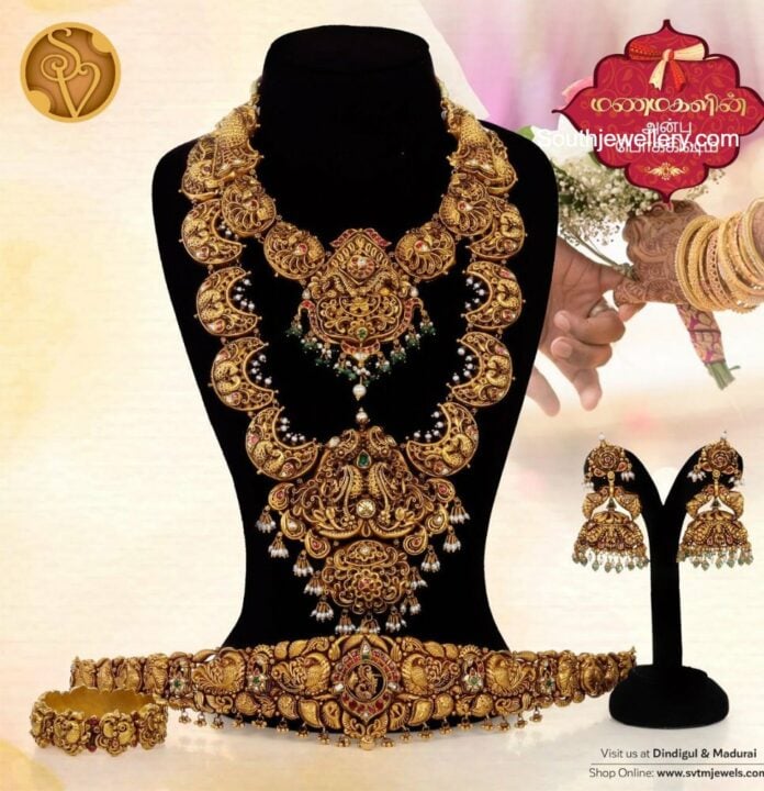 Antique gold nakshi bridal jewellery set - Indian Jewellery Designs