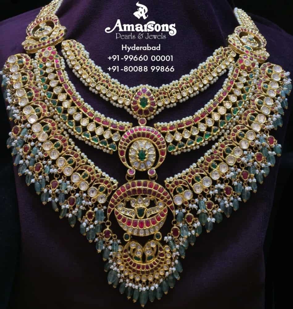Bridal layered kundan necklace - Indian Jewellery Designs