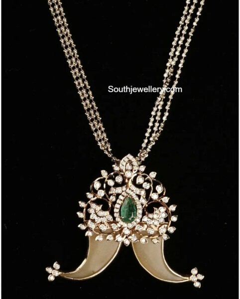 Italian gold chain with diamond puligoru pendant - Indian Jewellery Designs