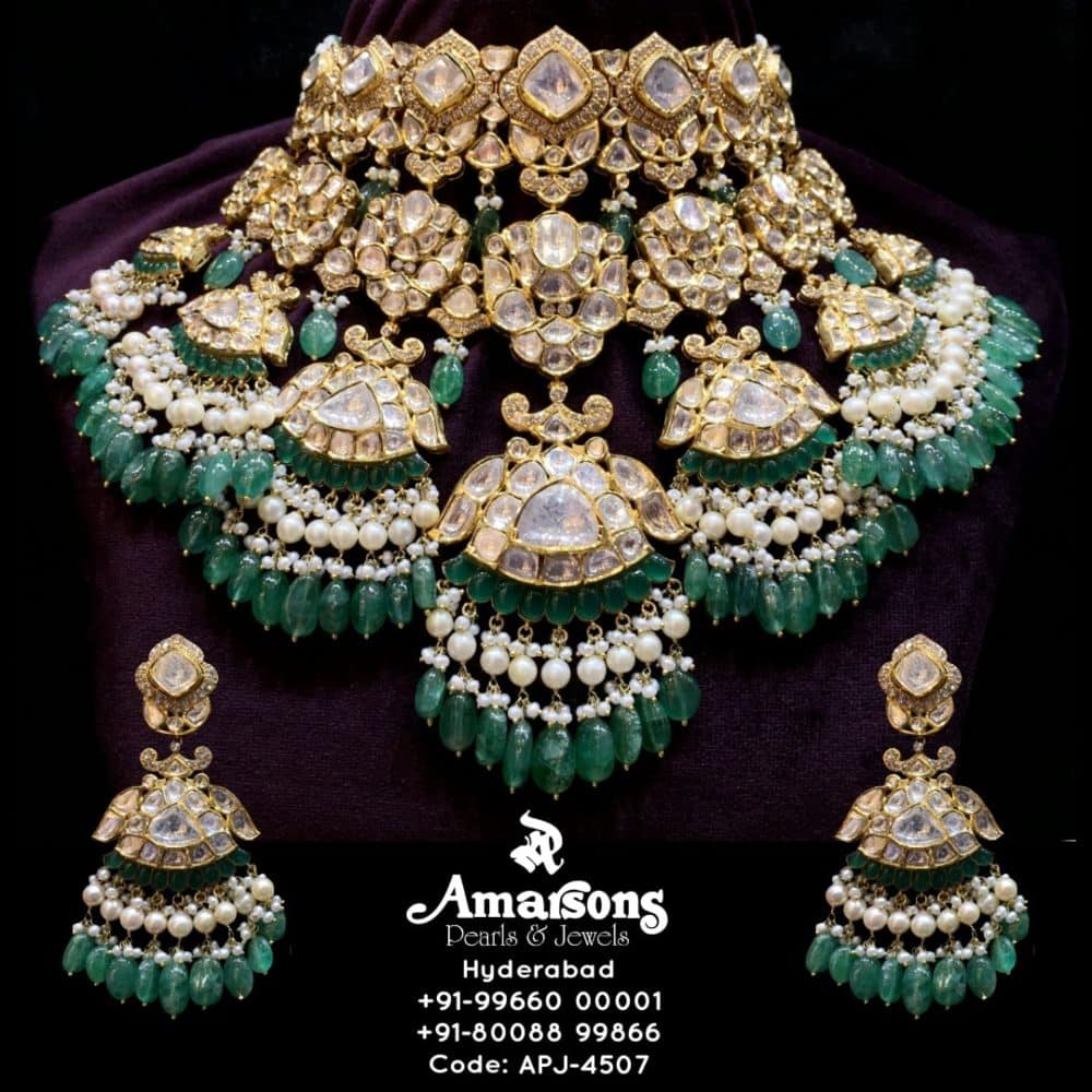 Bridal polki diamond choker set - Indian Jewellery Designs