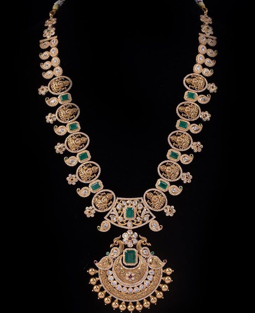 Antique gold Lakshmi mango haram - Indian Jewellery Designs