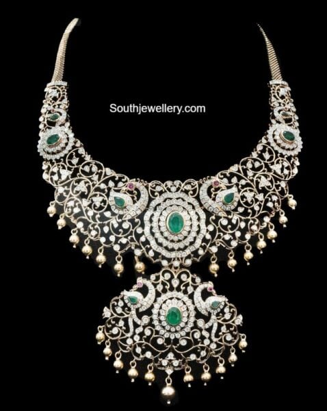 Diamond peacock bridal necklace - Indian Jewellery Designs