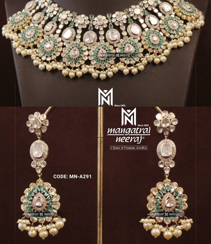 Polki emerald choker set - Indian Jewellery Designs