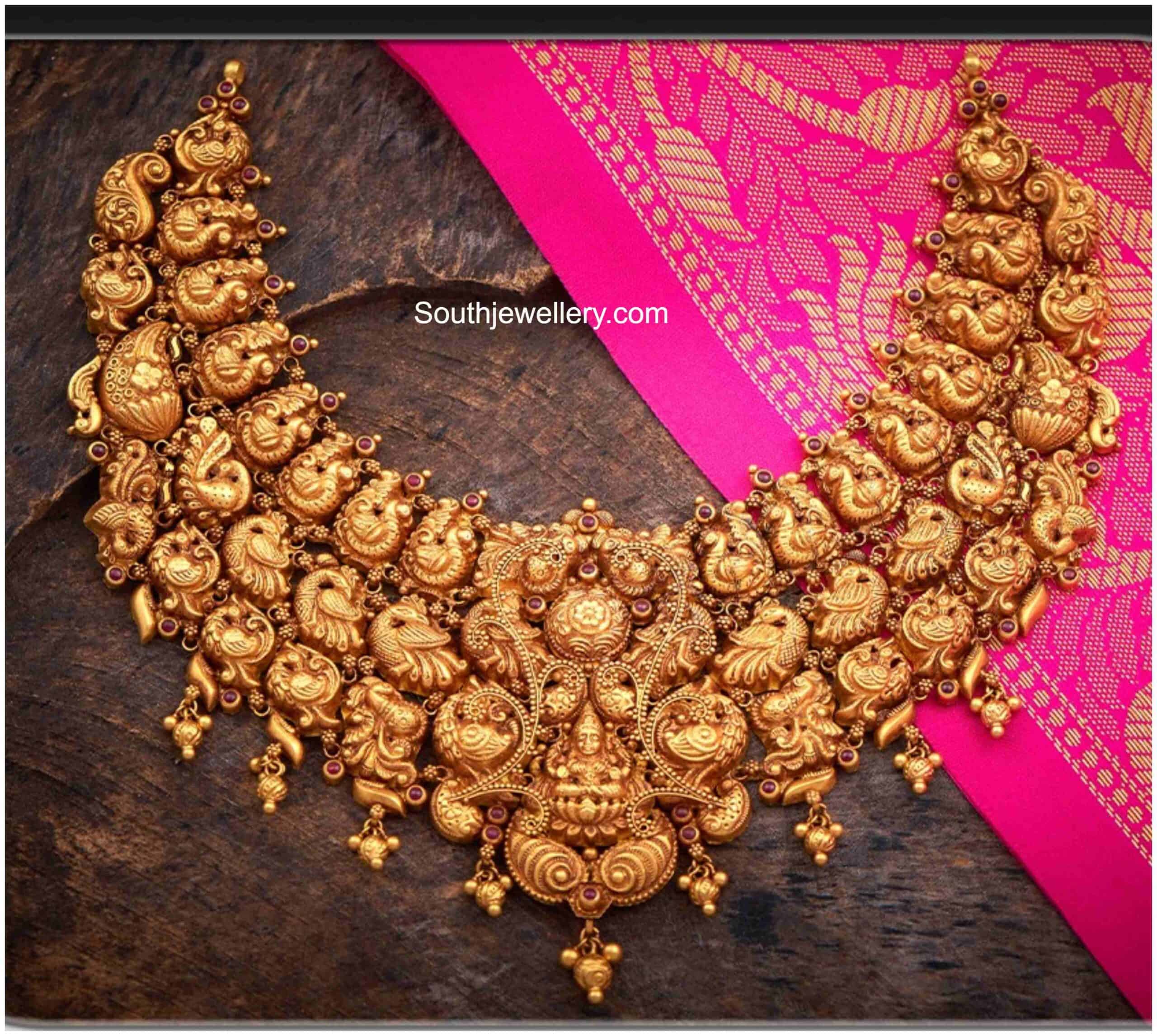 Antique gold peacock nakshi necklace - Indian Jewellery Designs