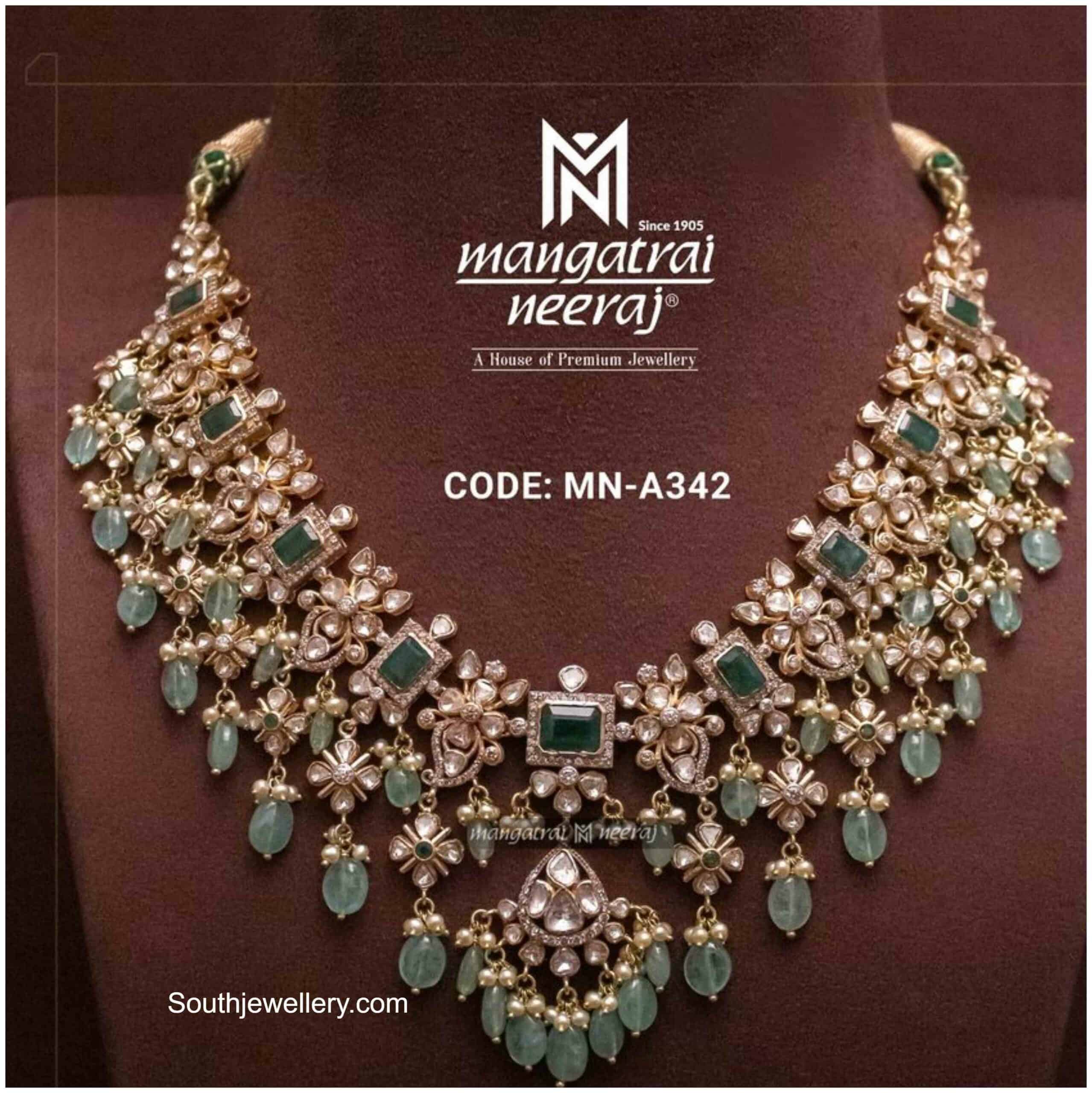 Polki emerald necklace - Indian Jewellery Designs Polki emerald necklace - Indian Jewellery Designs