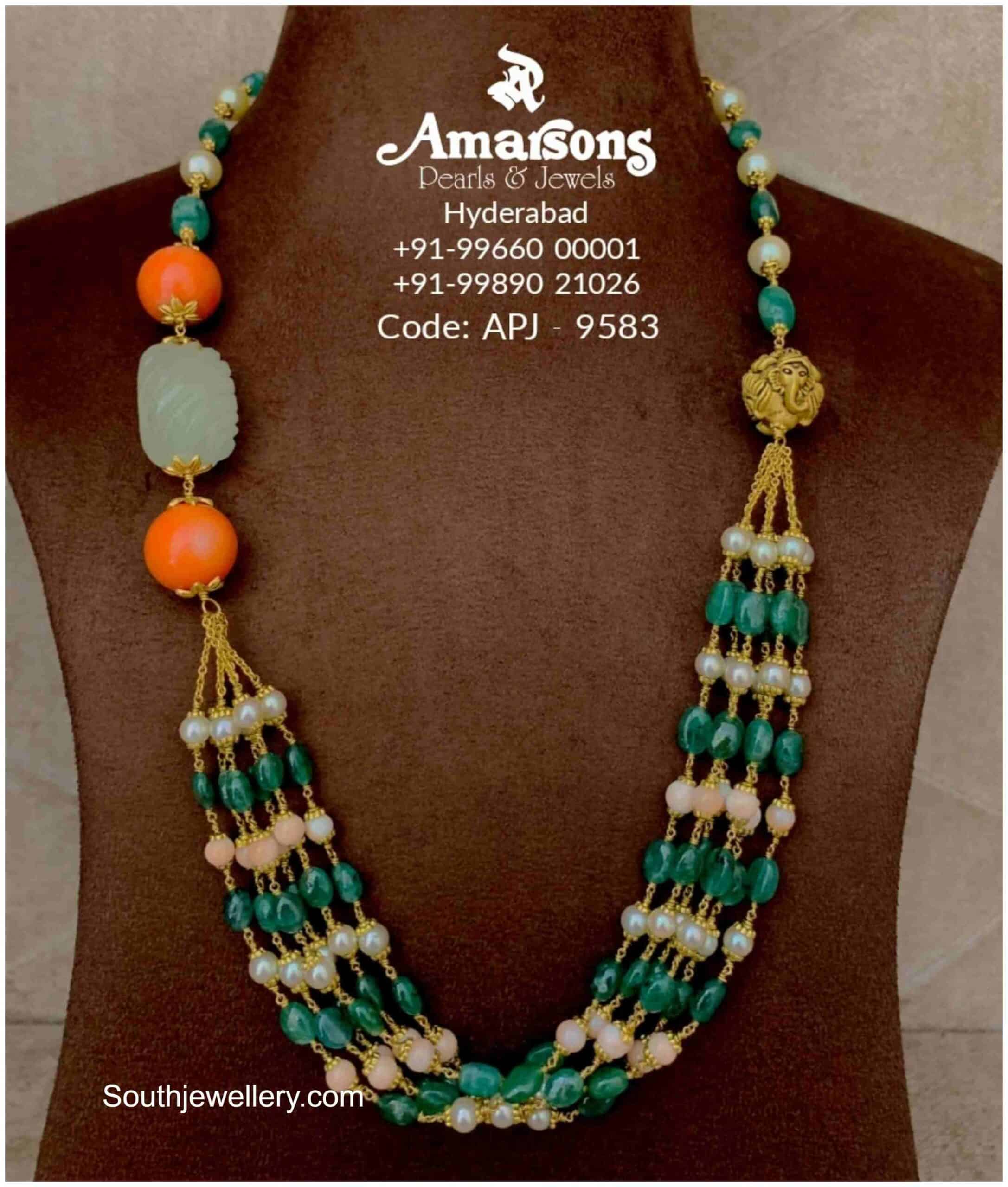 Multi-strand beads long necklace - Indian Jewellery Designs