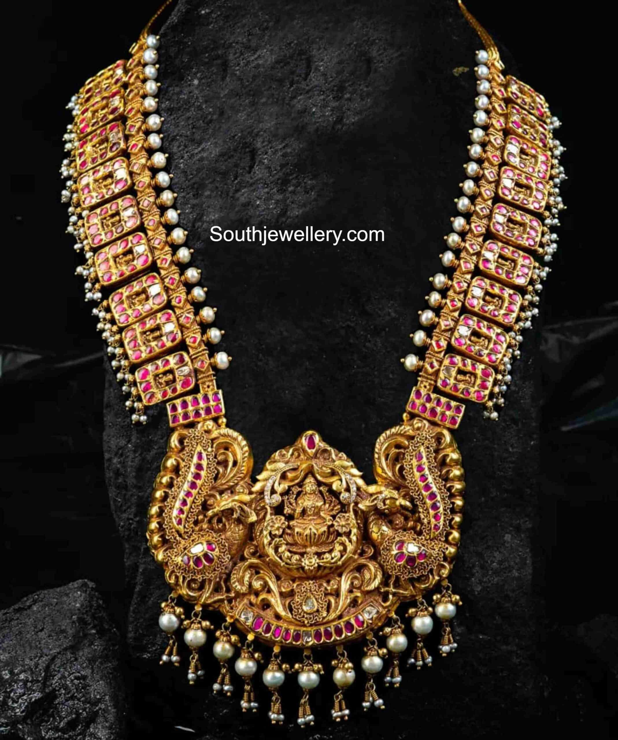 Antique gold kundan Lakshmi haram - Indian Jewellery Designs