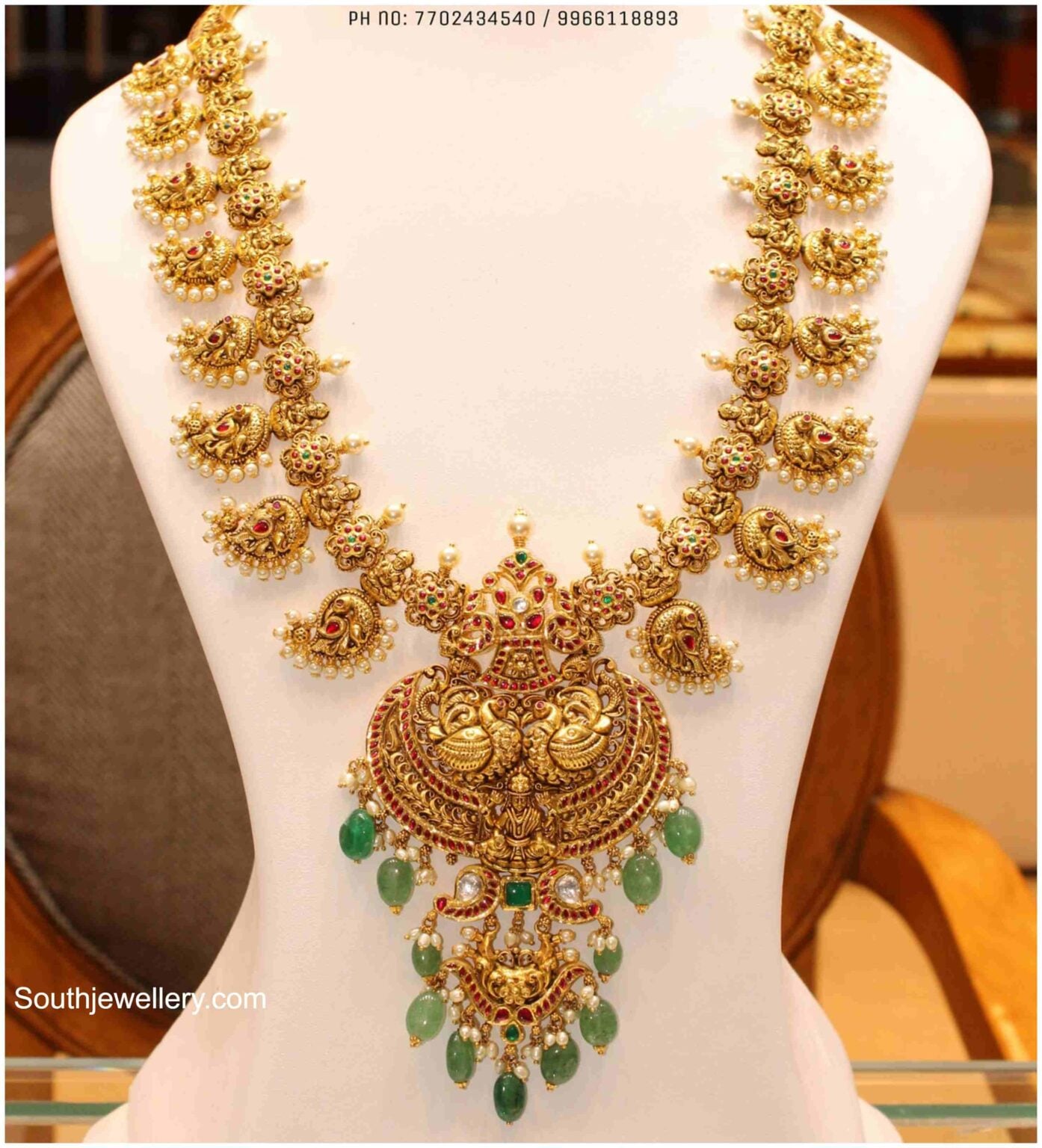 Antique gold peacock nakshi haram - Indian Jewellery Designs