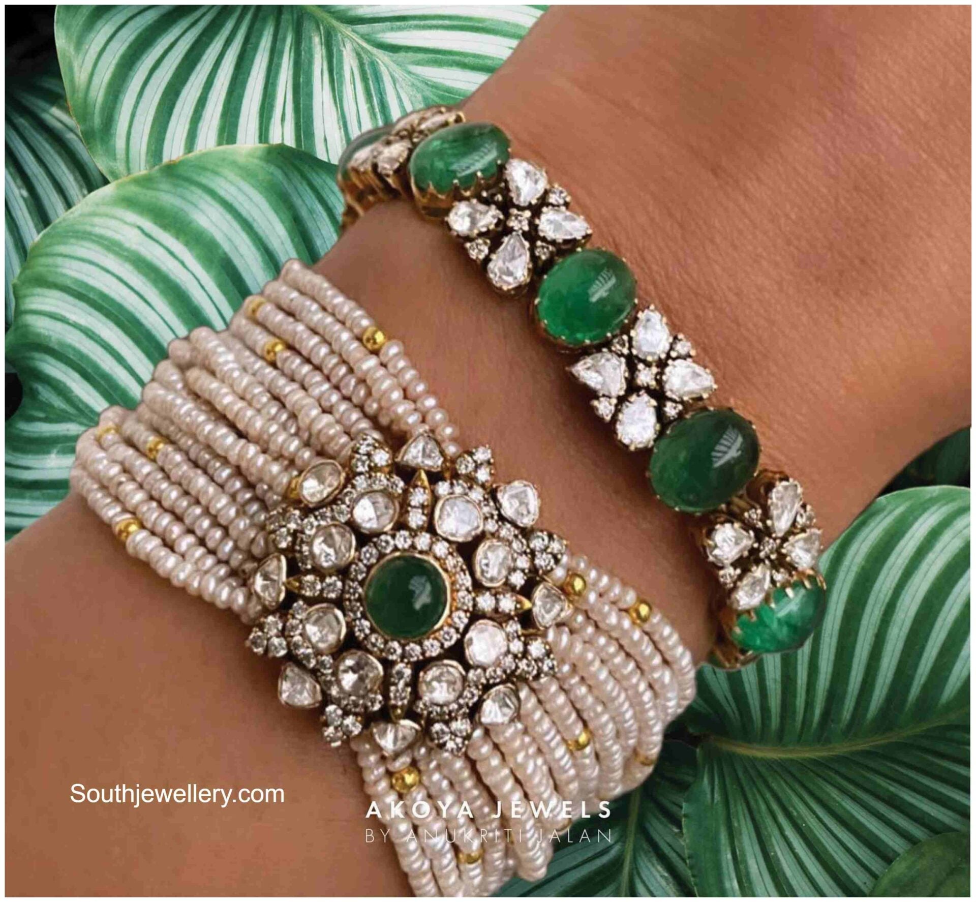 Pearl and polki bracelets - Indian Jewellery Designs
