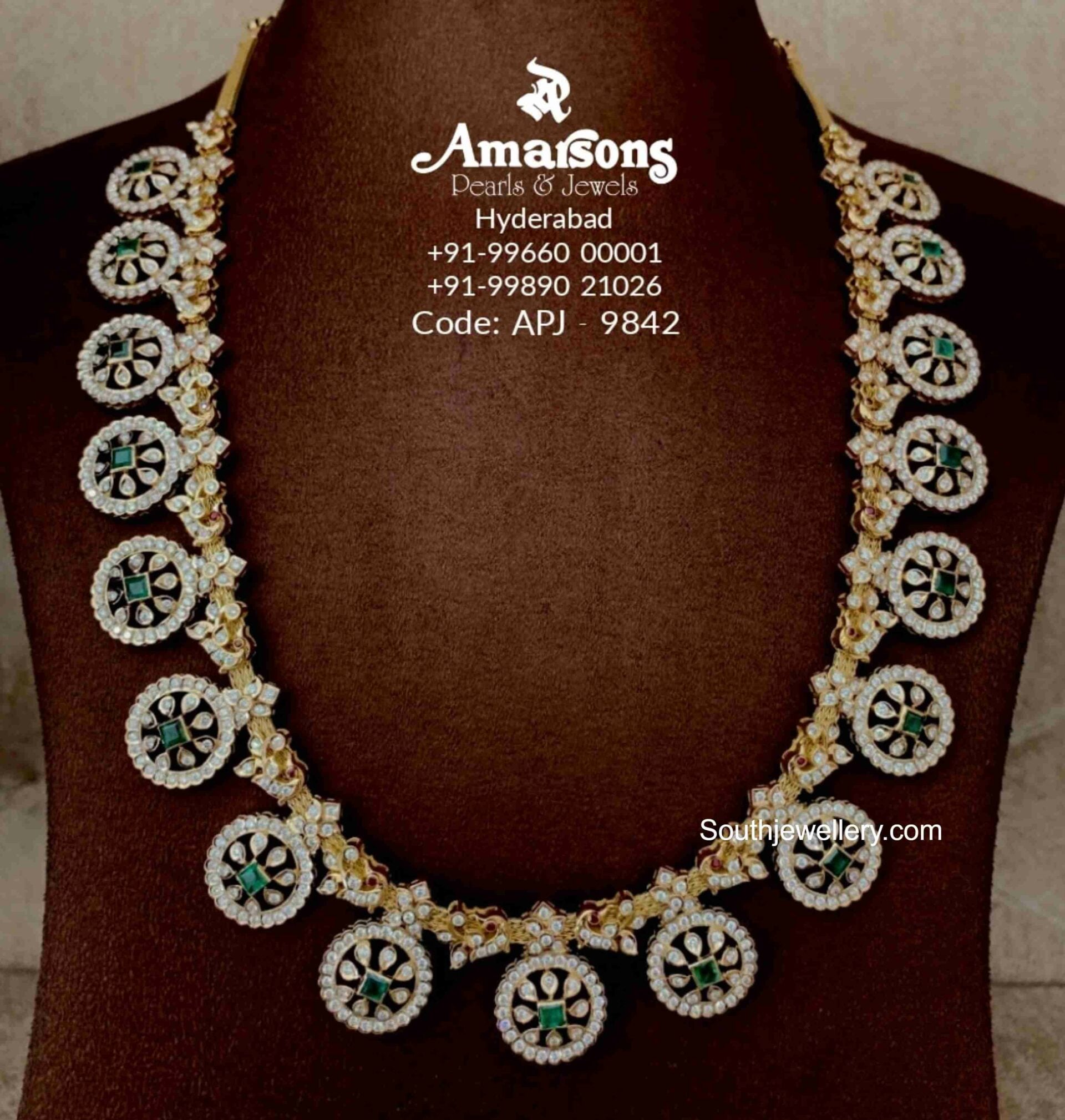 Diamond emerald bottu mala - Indian Jewellery Designs