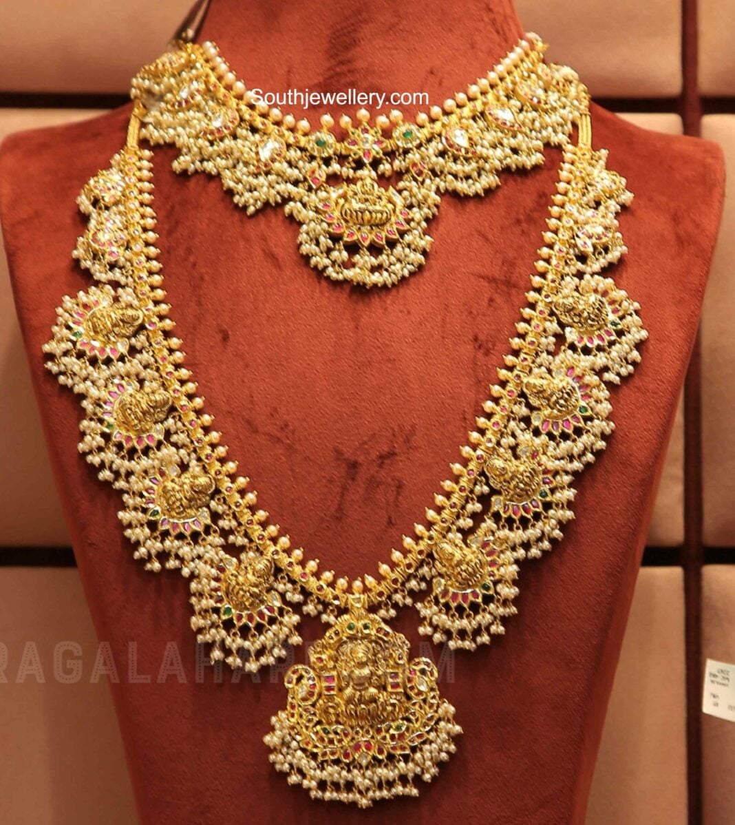 Lakshmi guttapusalu necklace and haram set - Indian Jewellery Designs