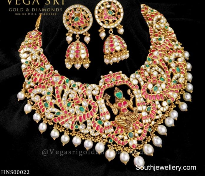 Kundan necklace and jhumkas set - Indian Jewellery Designs