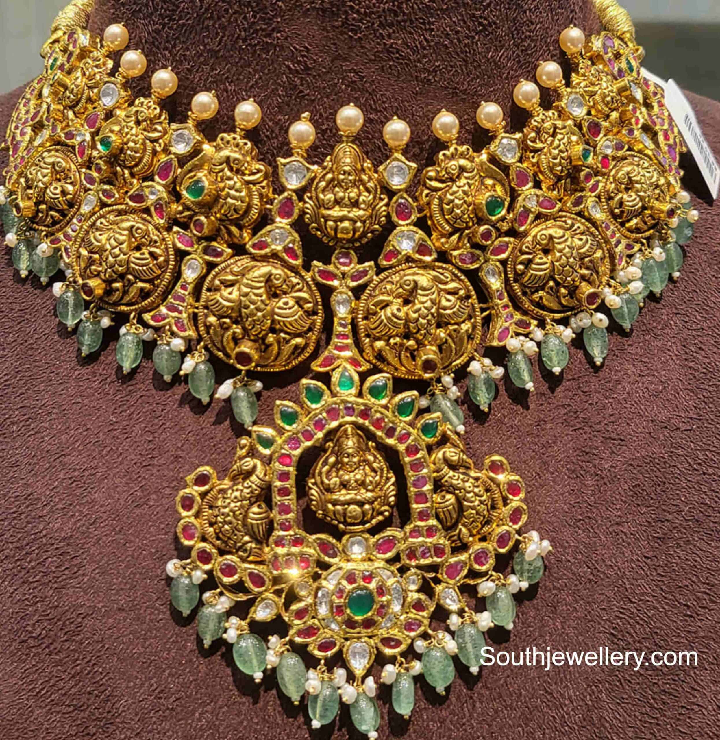 Antique peacock nakshi Lakshmi choker - Indian Jewellery Designs Antique peacock nakshi Lakshmi choker - Indian Jewellery Designs