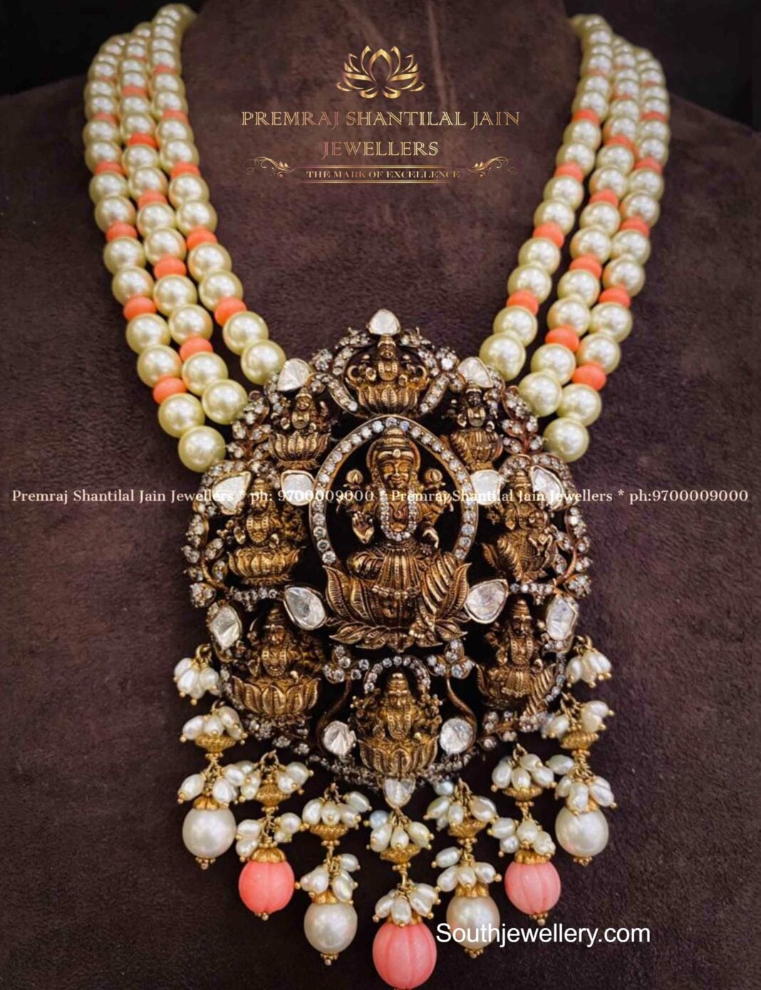 South sea pearl mala with Lakshmi pendant