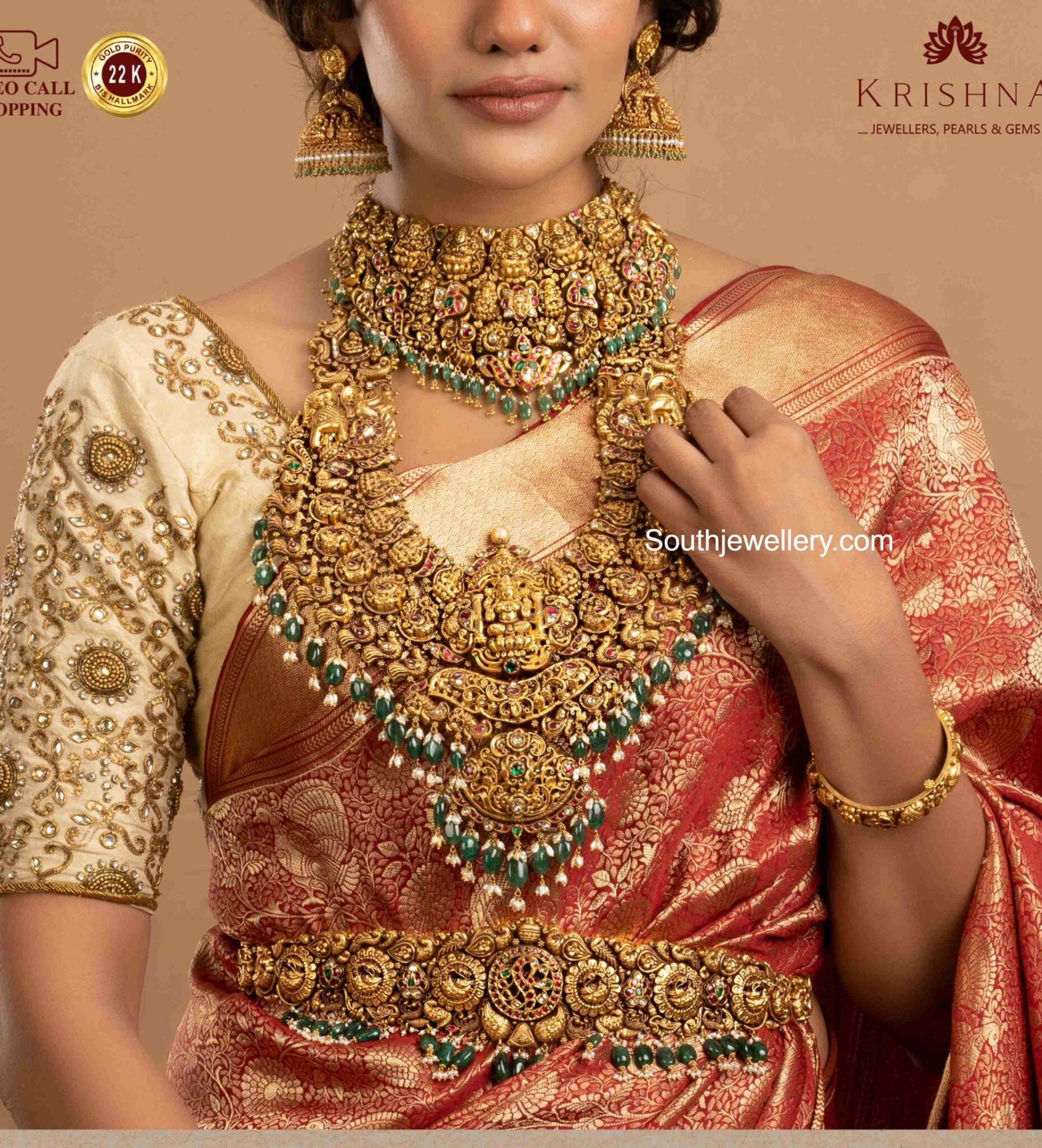 Antique gold bridal temple jewellery set - Indian Jewellery Designs