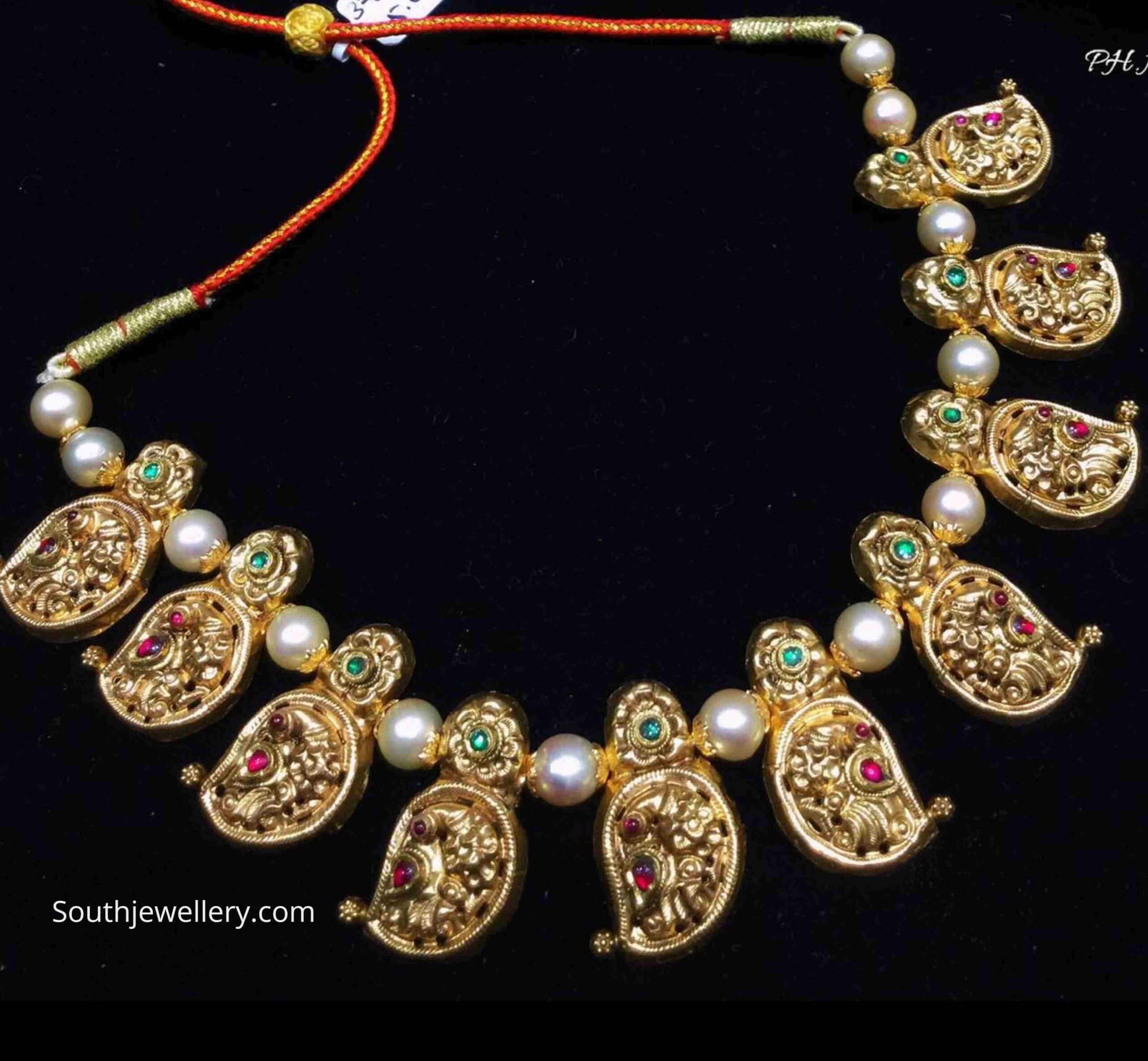 Antique gold mango nakshi necklace - Indian Jewellery Designs Antique gold mango nakshi necklace - Indian Jewellery Designs