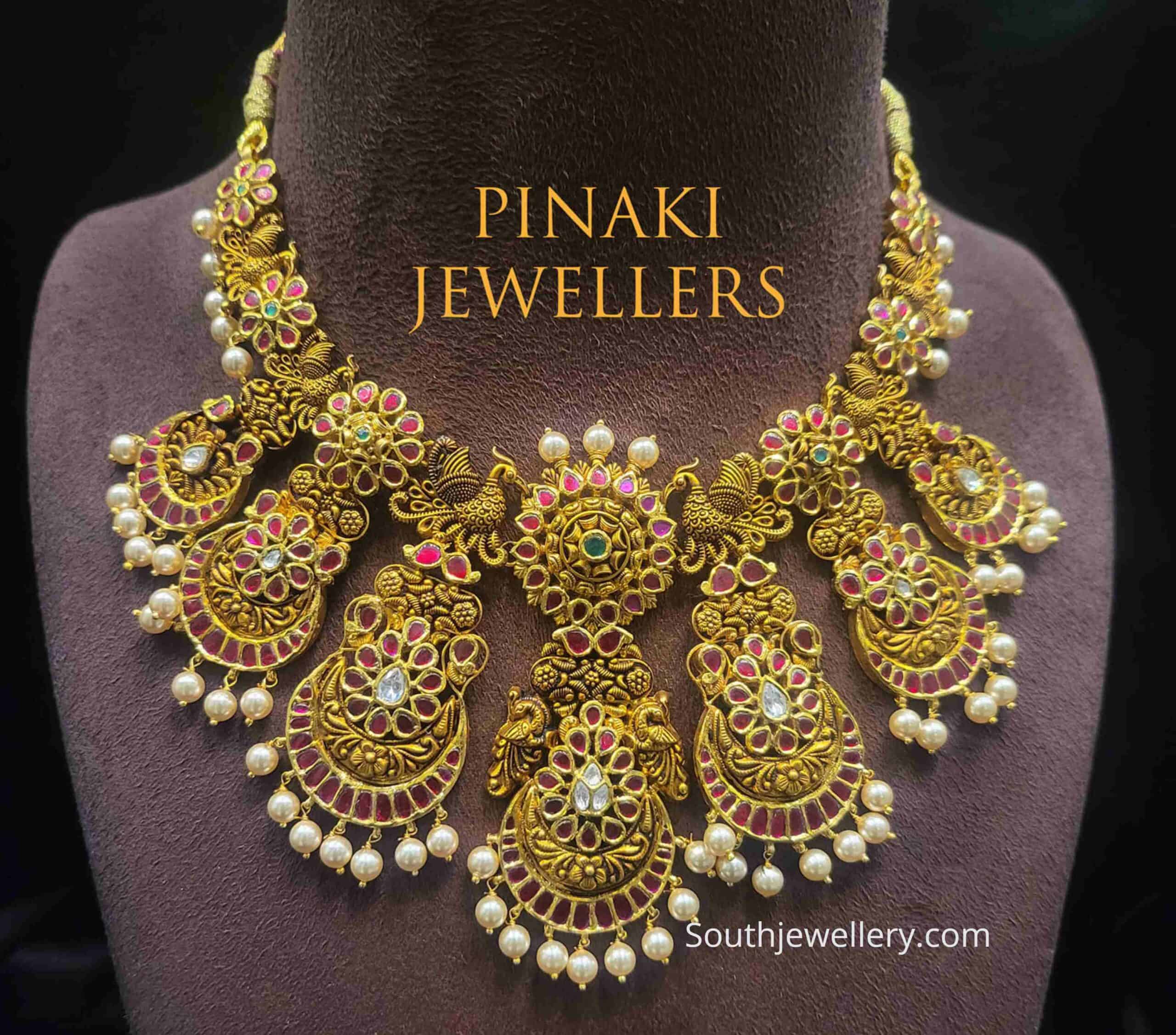 Antique gold nakshi peacock necklace - Indian Jewellery Designs