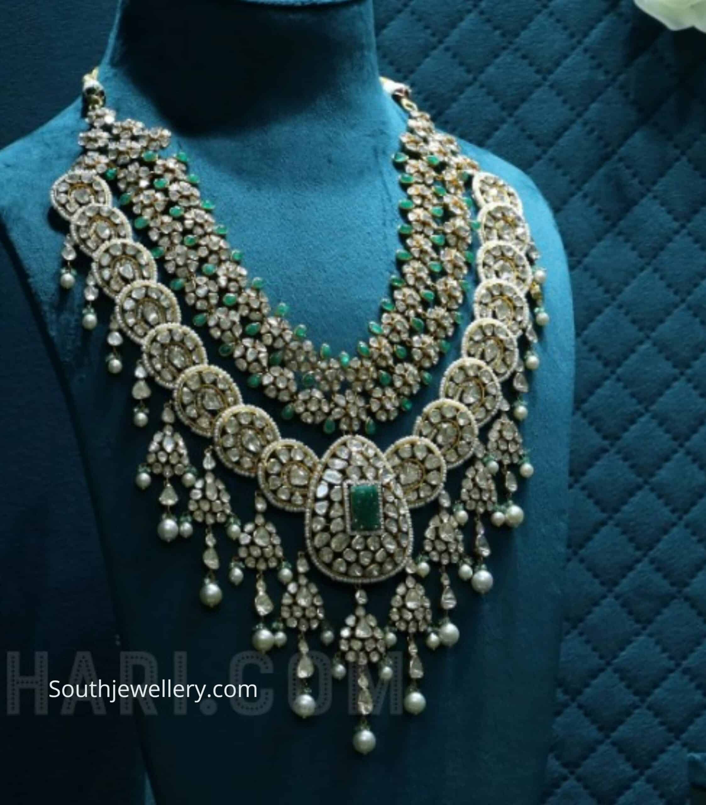 Layered polki diamond haram - Indian Jewellery Designs