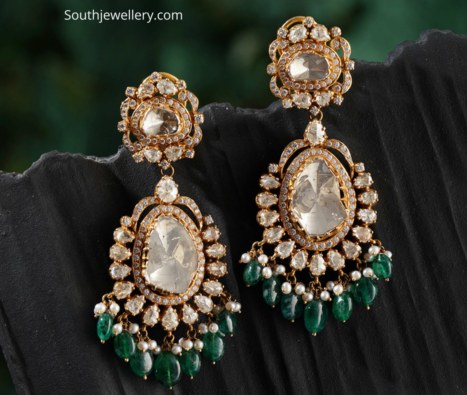 Polki diamond earrings - Indian Jewellery Designs